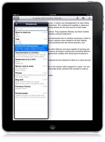 Simplenote finns nu till iPad