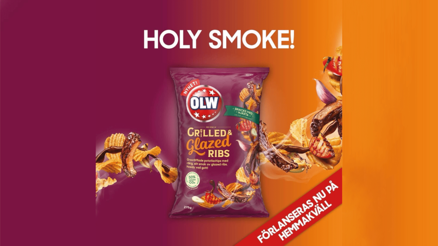 OLW lanserar två nya chipssorter med smak av ribs och cheeseburgare